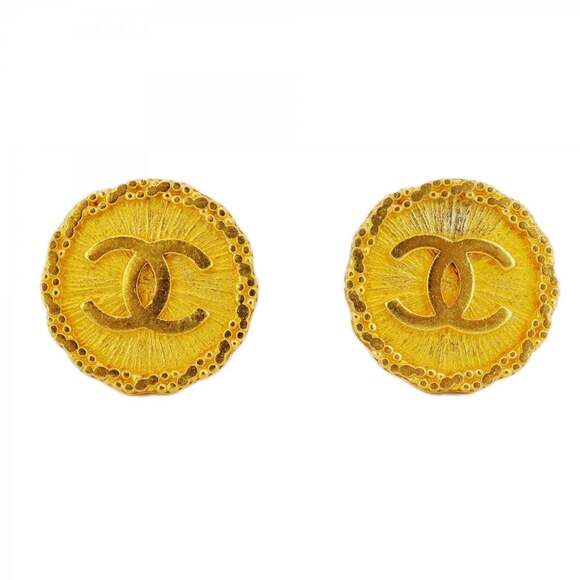 CHANEL | Jewelry | Chanel Coco Mark Circle Earrings Gp Plated Gold For ...